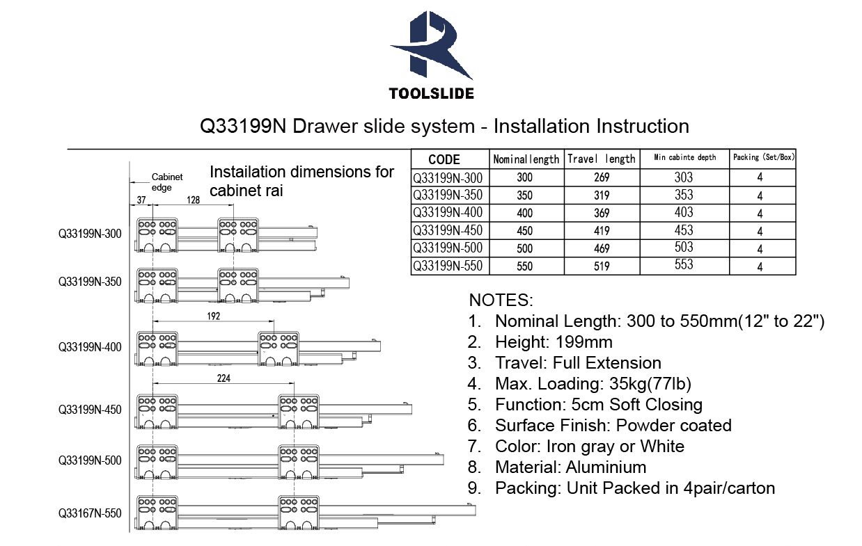 Q33199N | Toolslide drawer-side